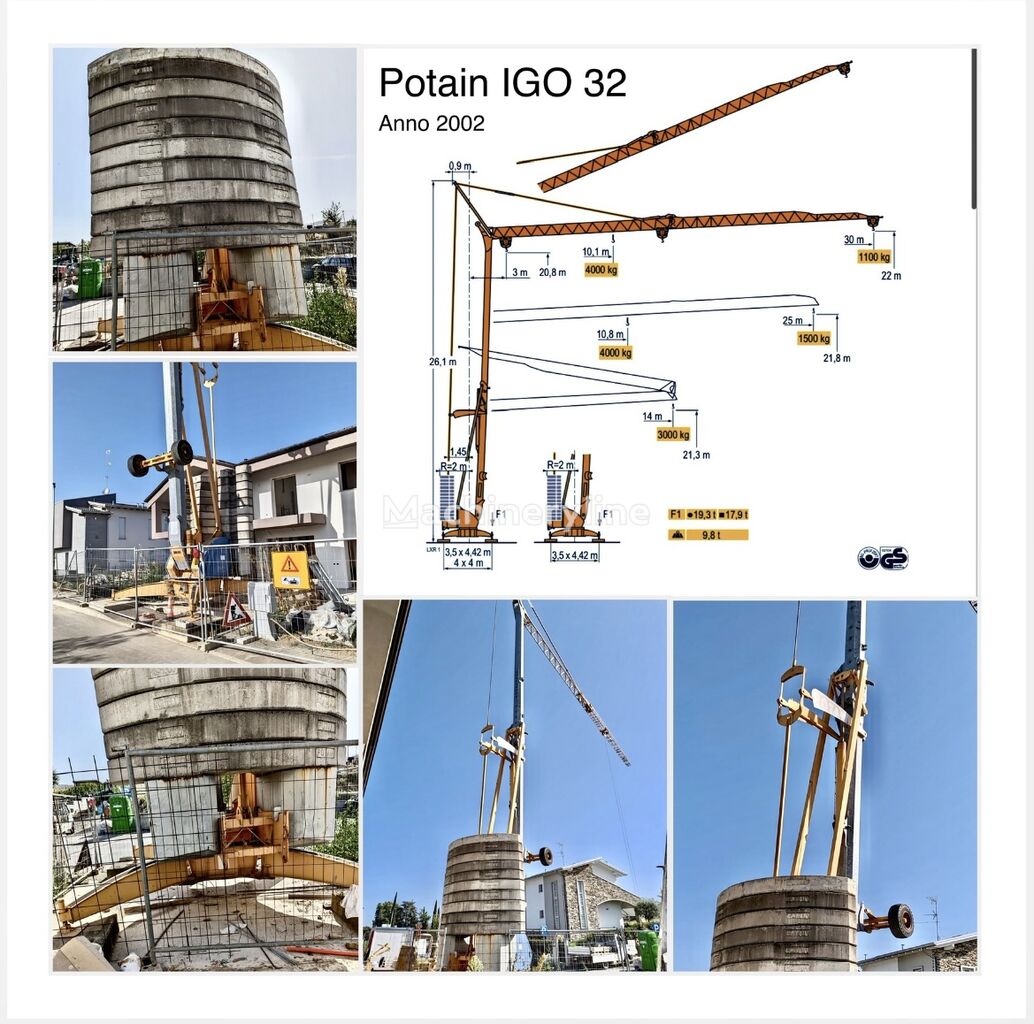 Potain IGO 32 tower crane for sale Italy Reggio Emilia, JW37271